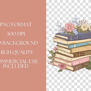 Bookstack Png Floral Books Png Cottagecore Books Png Pink Flowers Books ...