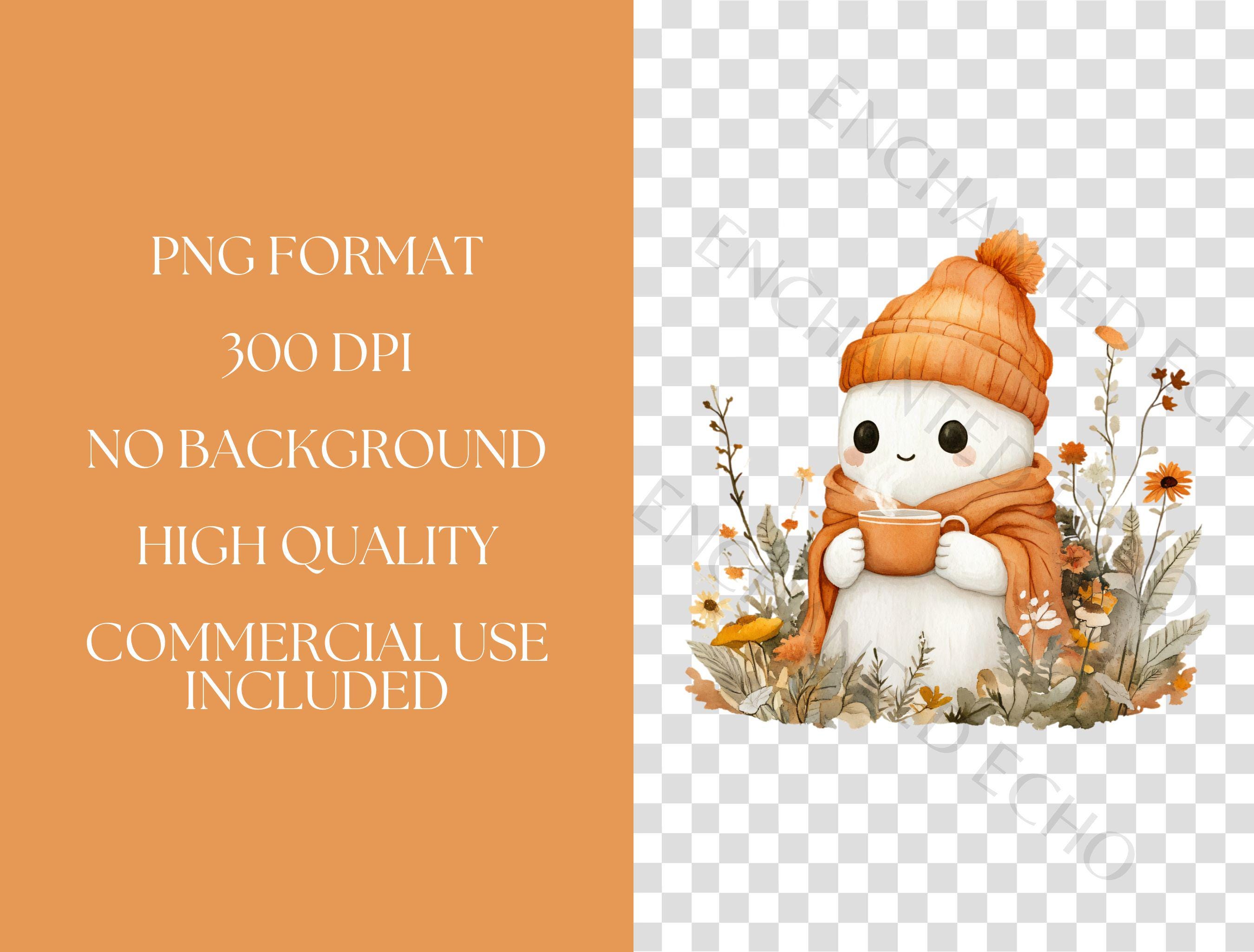 Cute Fall Cozy Ghost With Flowers Png, Boho Halloween Png, Cottagecore ...