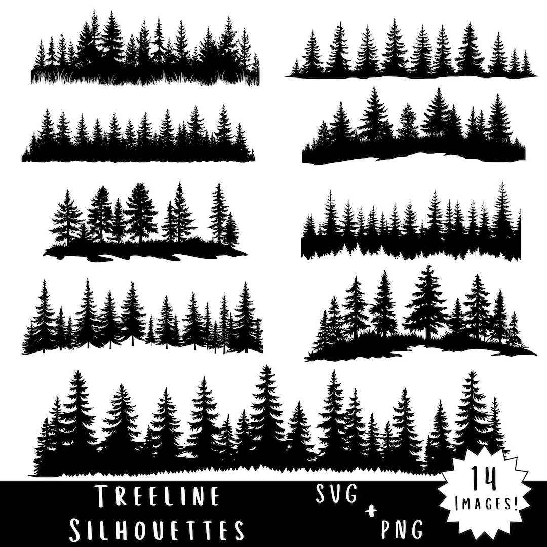 Tree Line Svg & Png Bundle - Forest Tree SVG 14 Forest Tree Line ...