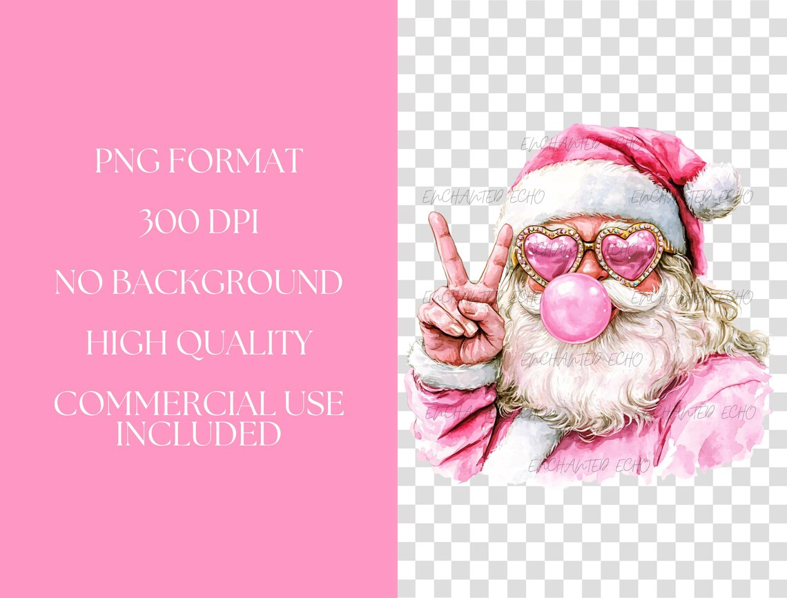 Pink Santa Claus Bubble PNG, Sunglasses Funny Retro St Nick Gum ...