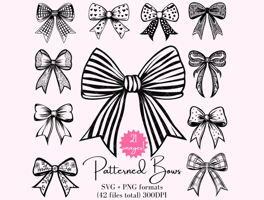 Patterned Coquette Bow SVG & PNG Bundle - 21 Images, 42 Total Files ...