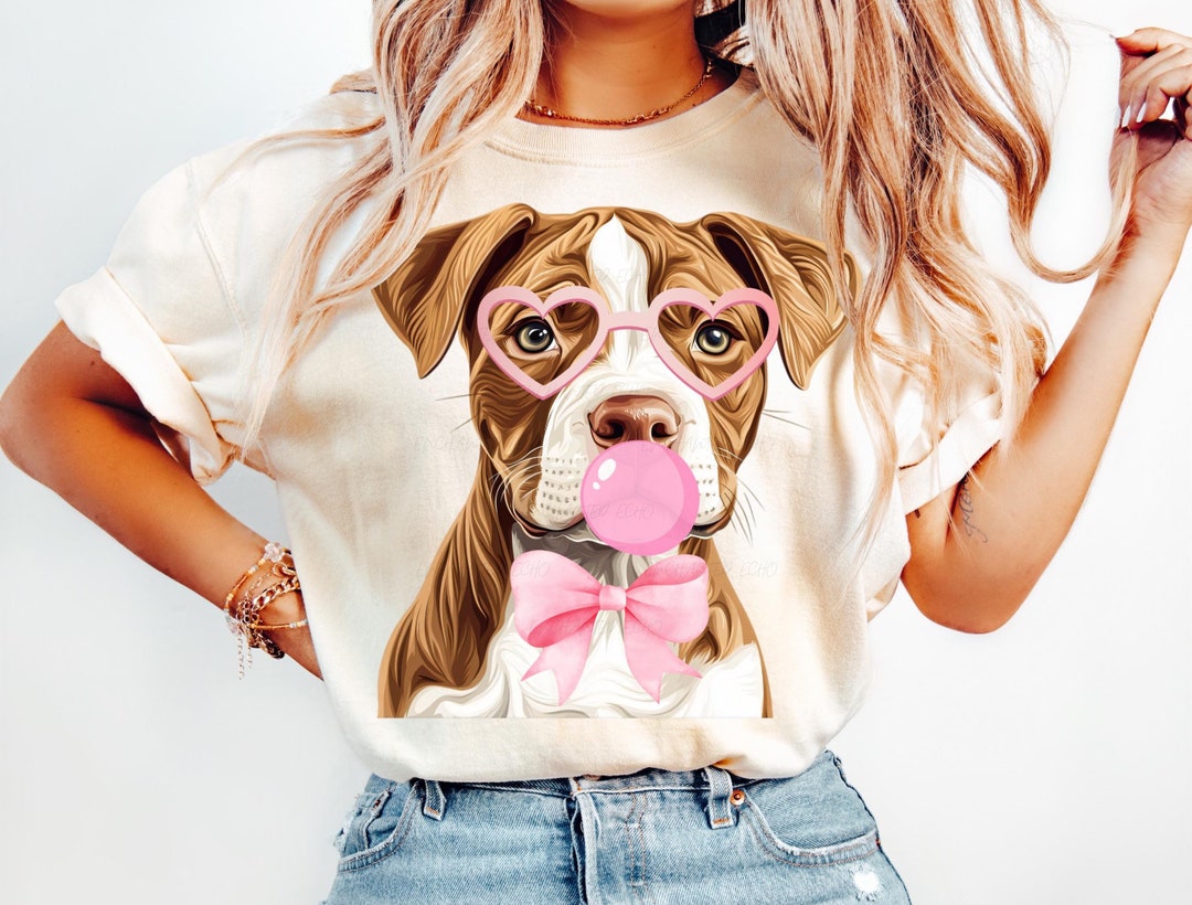 Pitbull Pink Bow Bubble Gum Png Funny Dog Meme Pittie Mama Sublimation ...