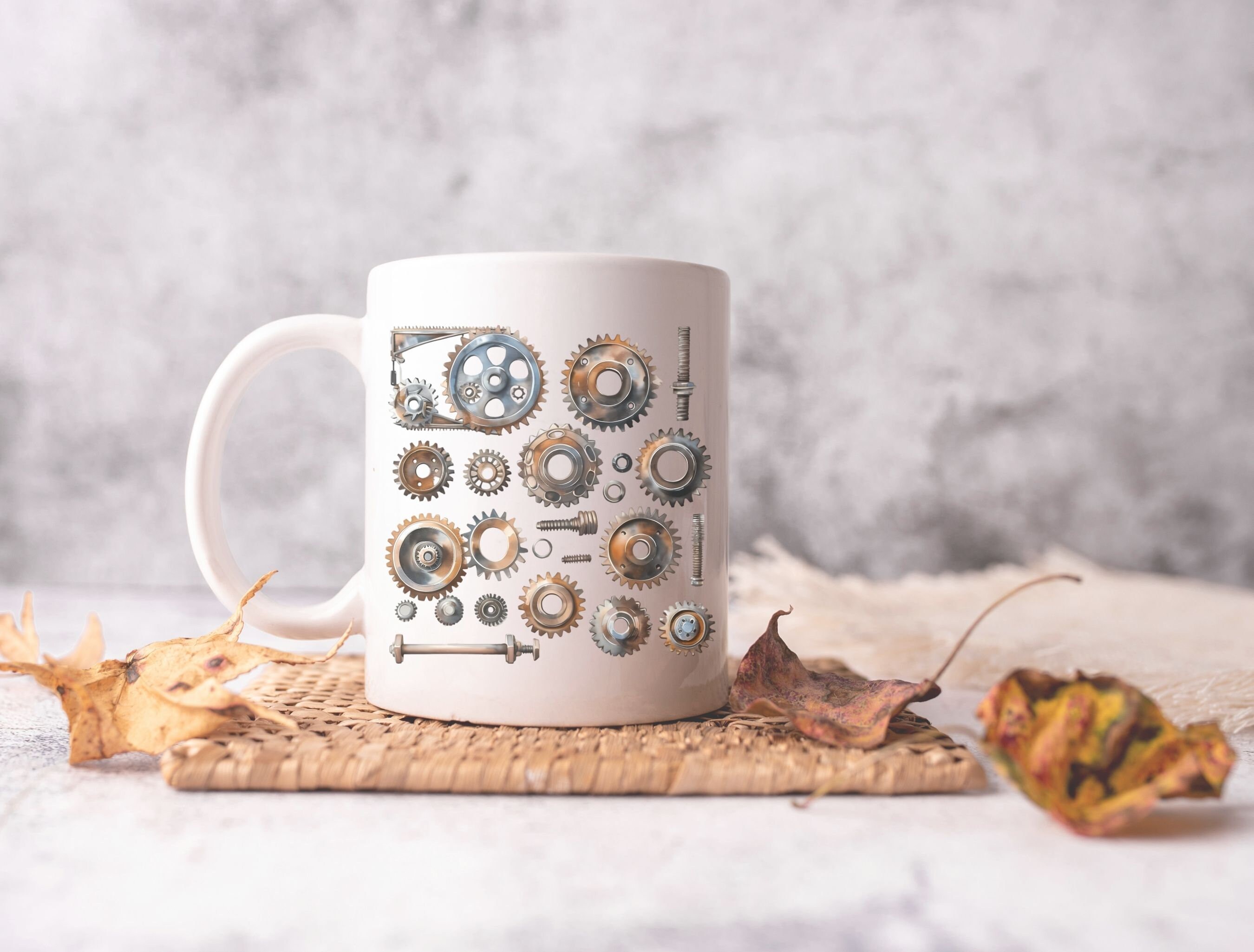 Colorful Gears Clipart Set - 48 Watercolor Gear Pngs - Mechanical Gear ...