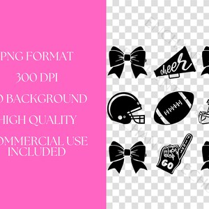 Football Bows Svg and Png, Cute Football Bows Graphic, Coquette ...