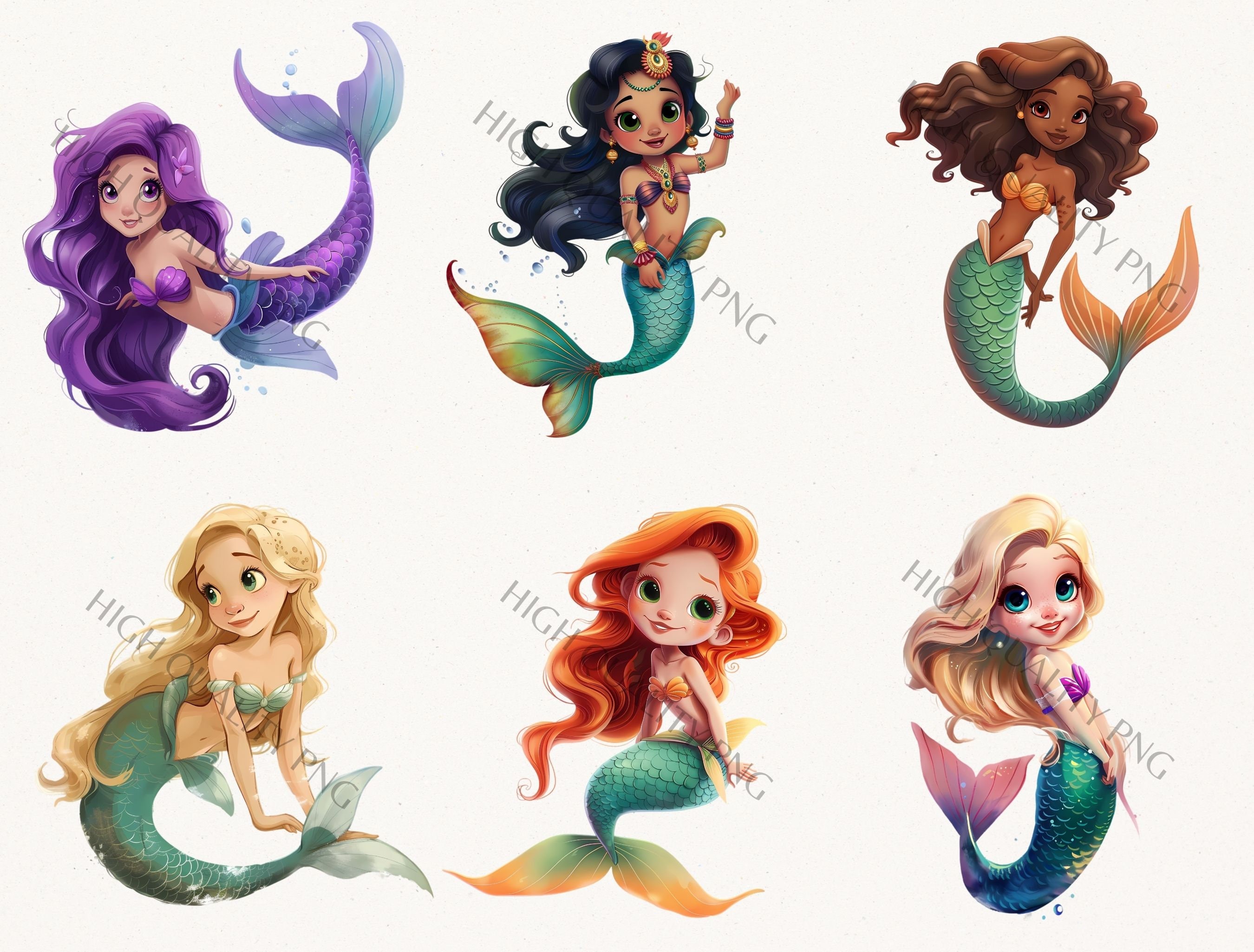 Gorgeous Mermaid Clipart, Fantasy Mermaids Graphics, Underwater ...