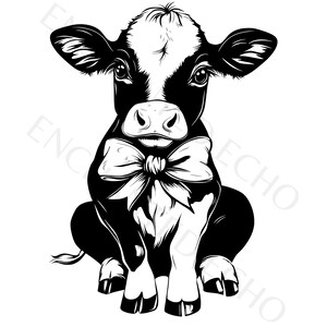 Cute Calf SVG + PNG - Cow Coquette Bow Svg - Baby Cow Png - Calf Svg ...
