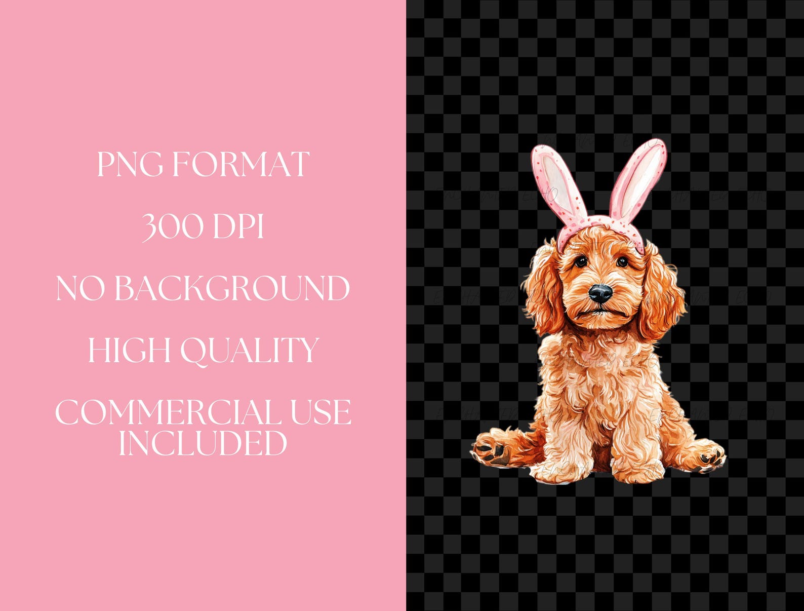 Goldendoodle Easter Png - Easter Bunny Ears Doodle Png Coquette Easter ...