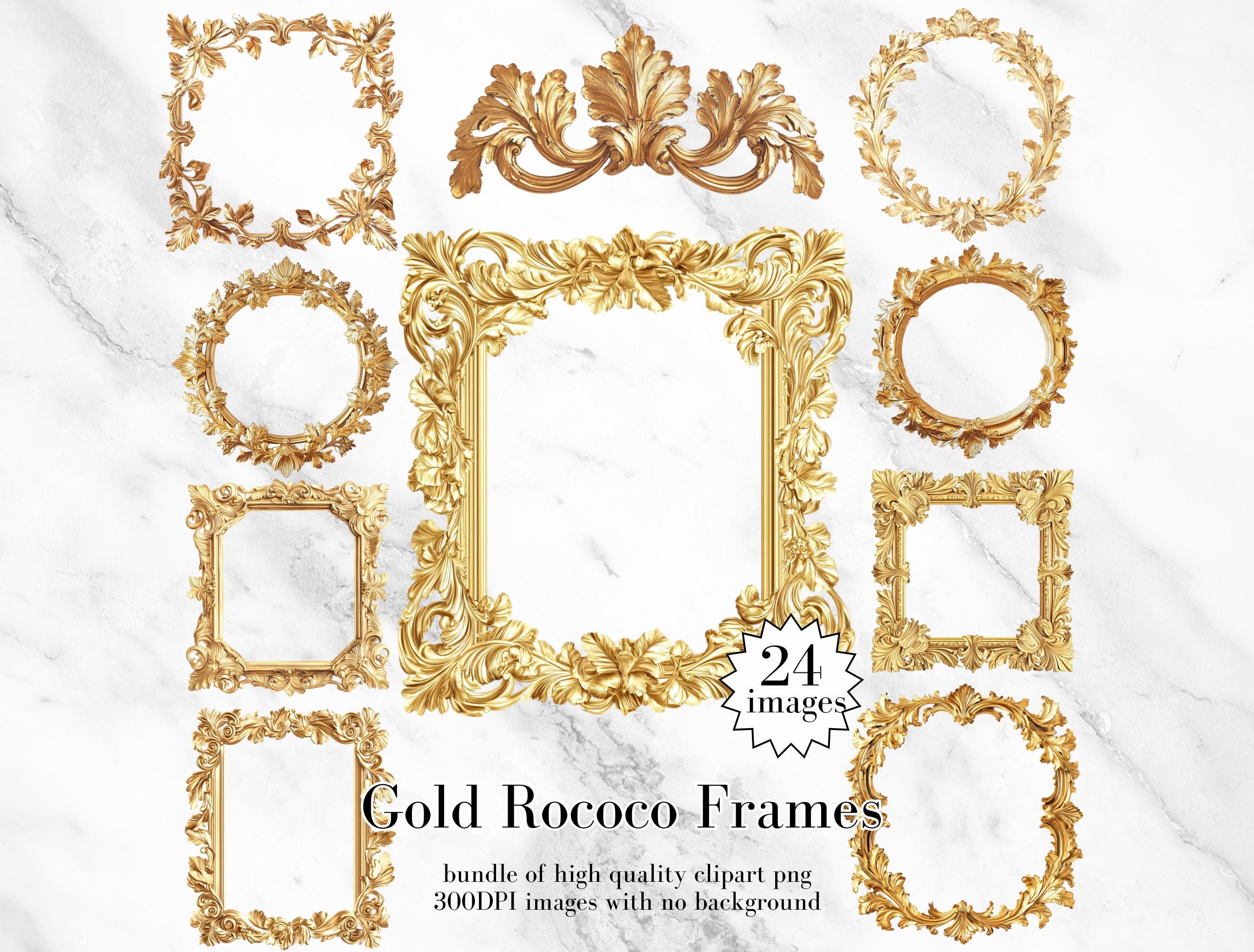Gold Rococo Frames Clipart 24 Pngs Antique Vintage Frames Picture Frame ...