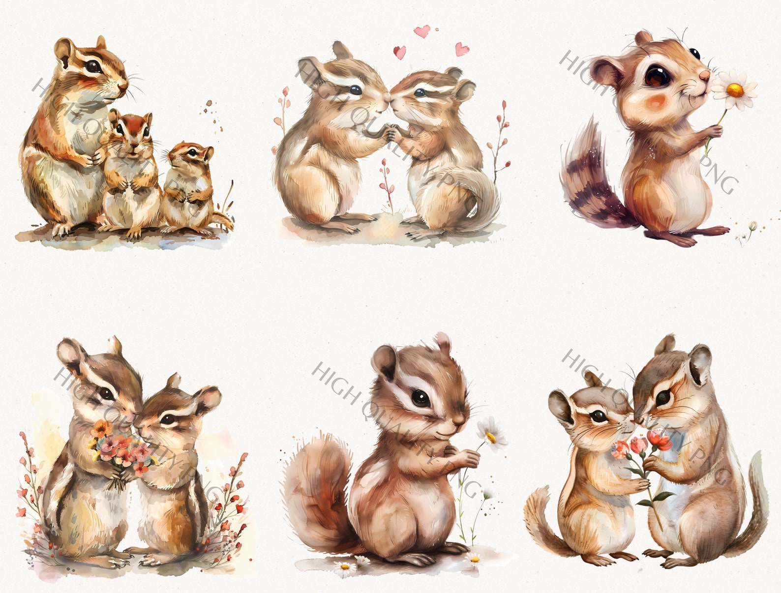 Cute Chipmunks Clipart Bundle Pack of 24 Images Woodland Baby Animals ...