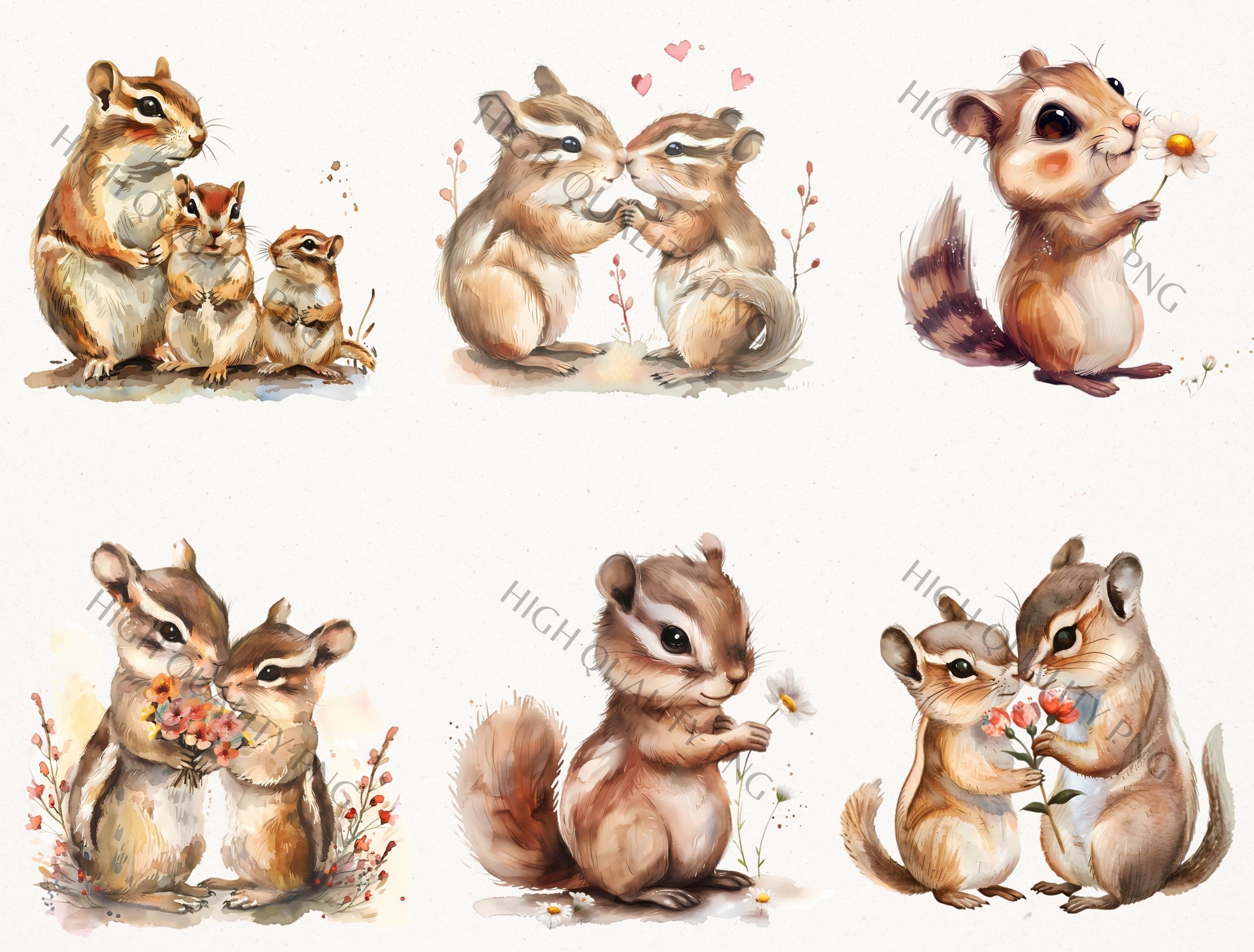Cute Chipmunks Clipart Bundle Pack of 24 Images Woodland Baby Animals ...