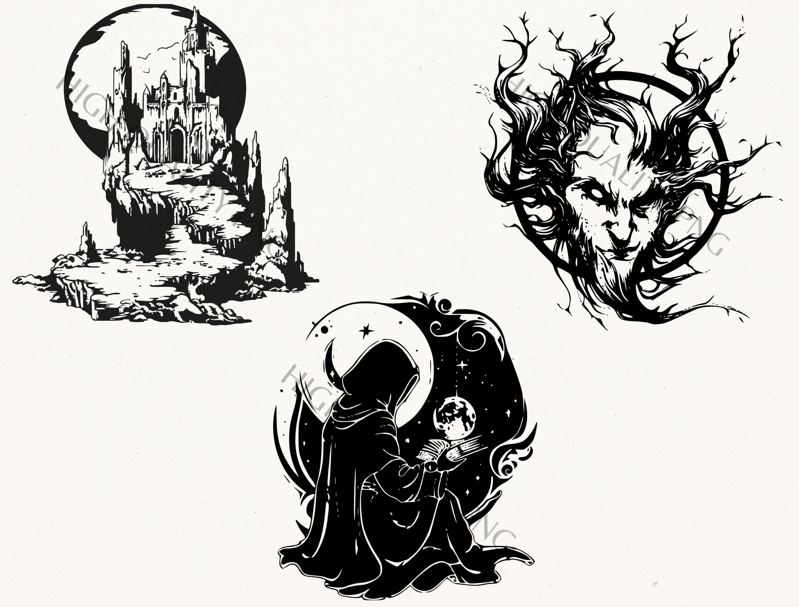 Dark Fantasy Svg, Gothic Romance Clipart Bundle, Pack 18 Images ...