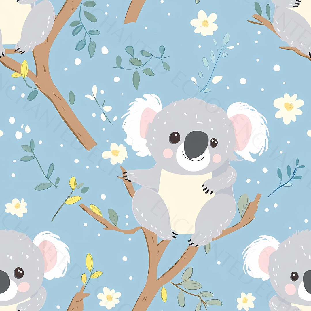 Seamless Cute Koala Pattern Simple Koala Pattern JPG Children's Nursery ...