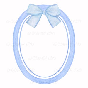 Blue Bow Frame Crests, Watercolor Bow Frames Pngs, Bow Circle Frames ...
