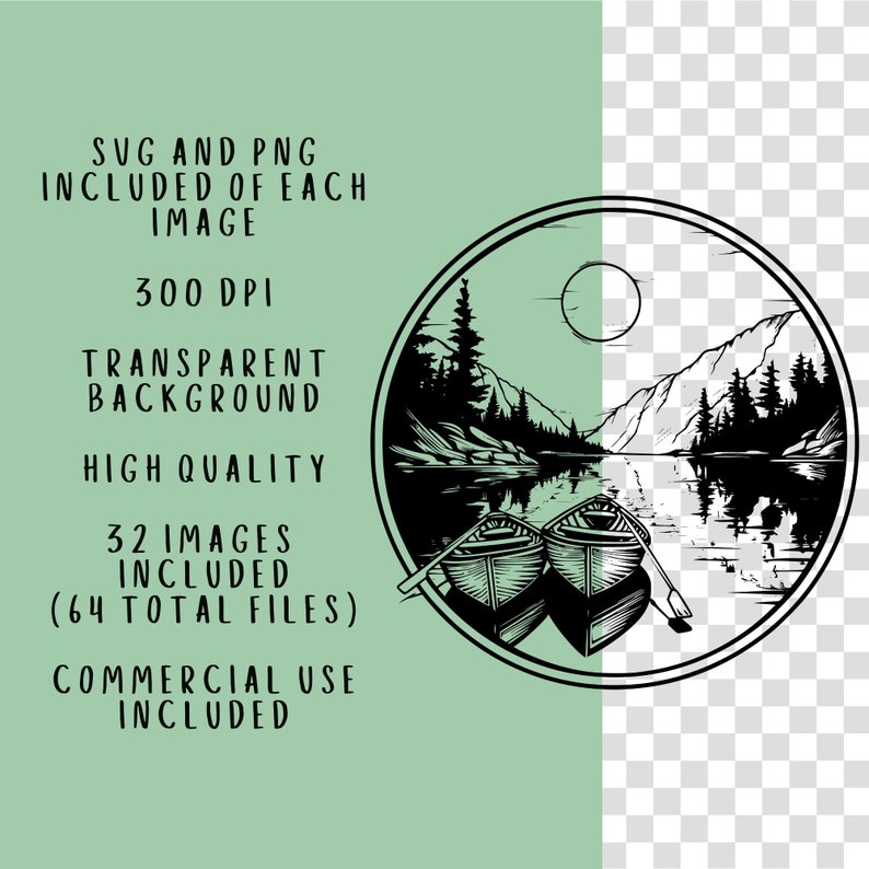 Lake View SVG & PNG Bundle - Lake Mountain Life Scene Clipart ...