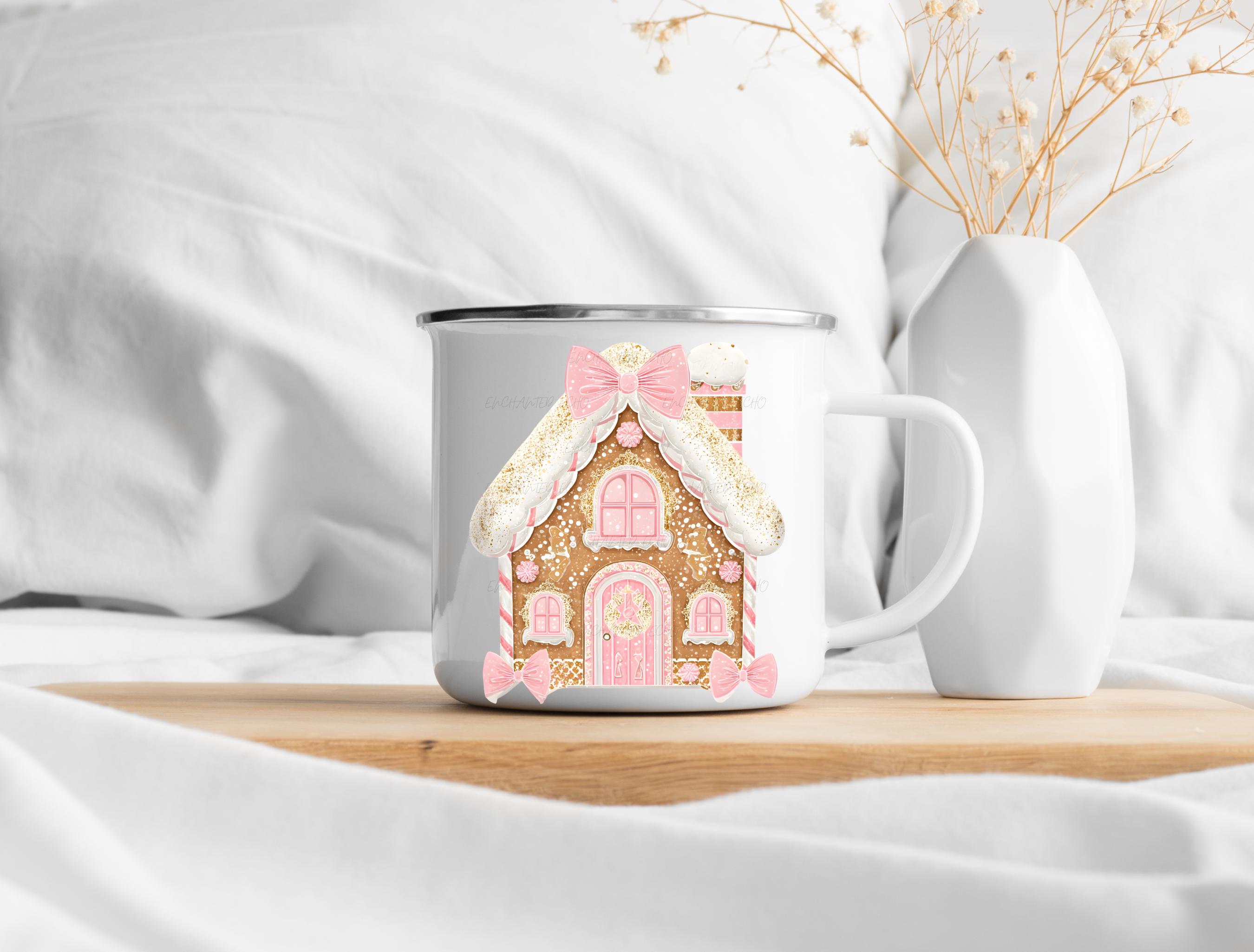 Pink Christmas Gingerbread House Clipart – Holiday Ginger Bread Home ...