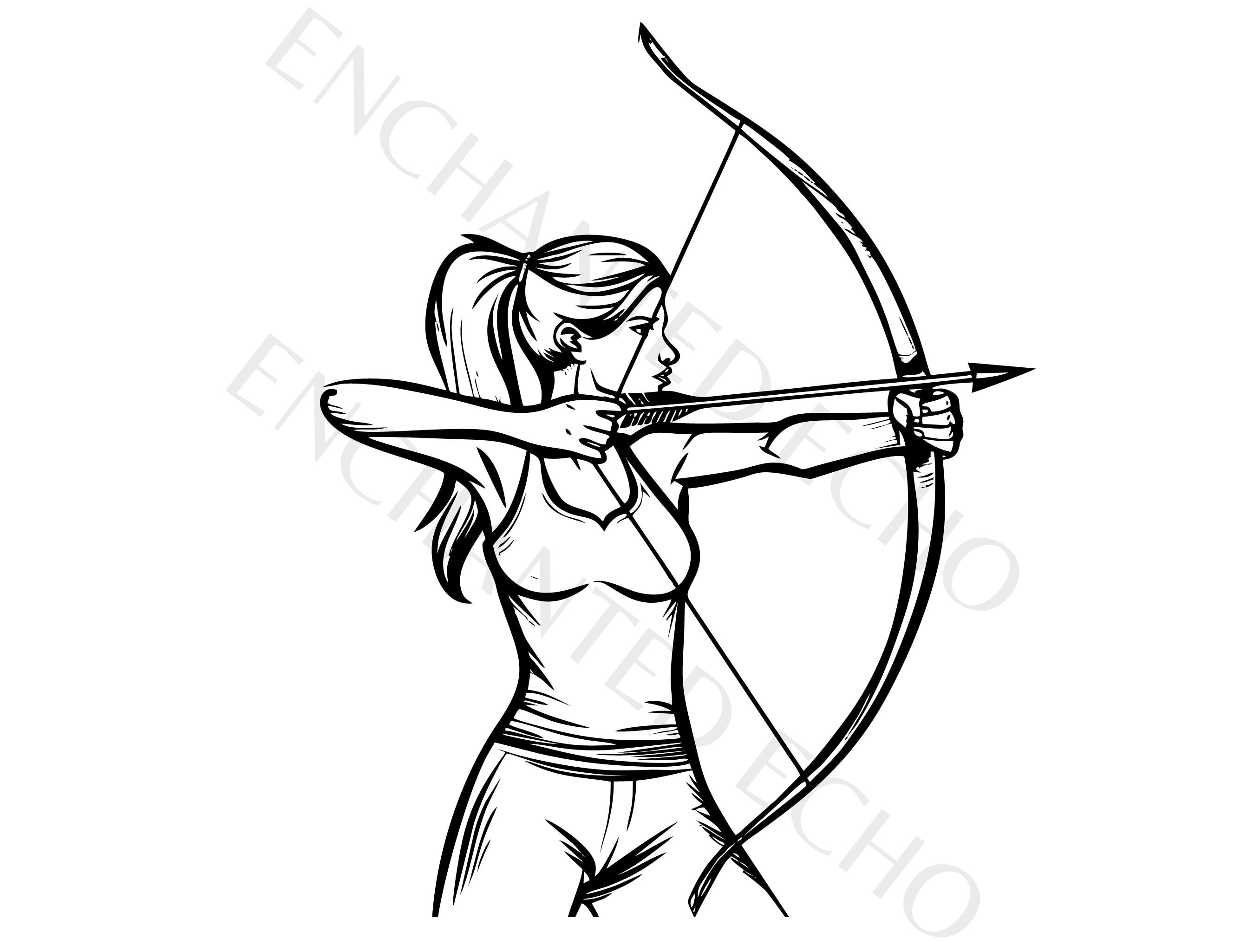 Female Archer SVG & PNG Bundle Commercial Use Girl Archery Clipart for ...