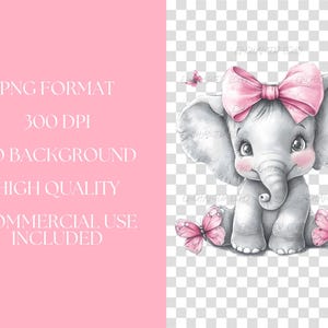 Pink Bow Elephant Butterfly Png Flower Wildflower Safari Elephant ...