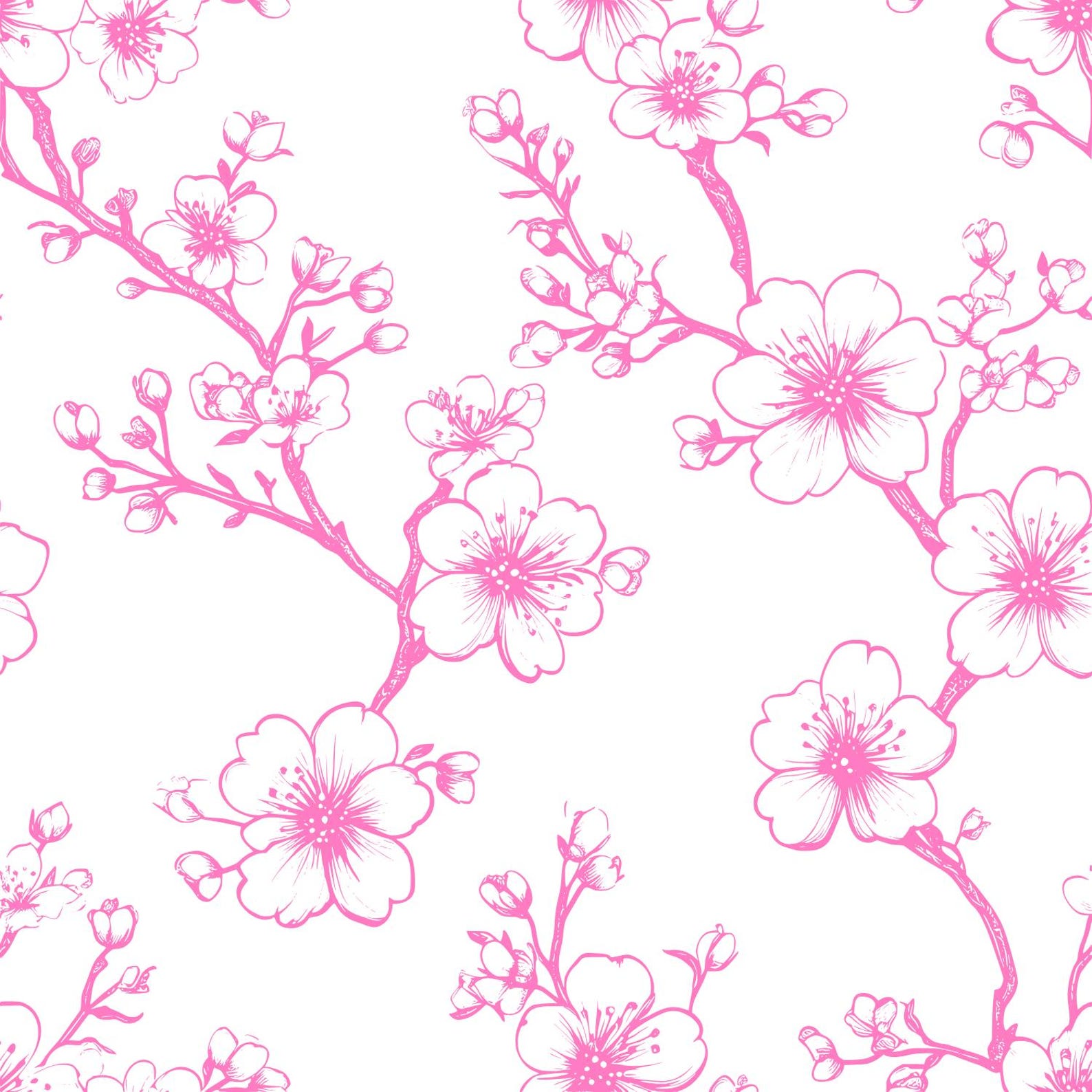 Seamless Cherry Blossoms SVG + PNG Pattern Set - Repeating Sakura ...