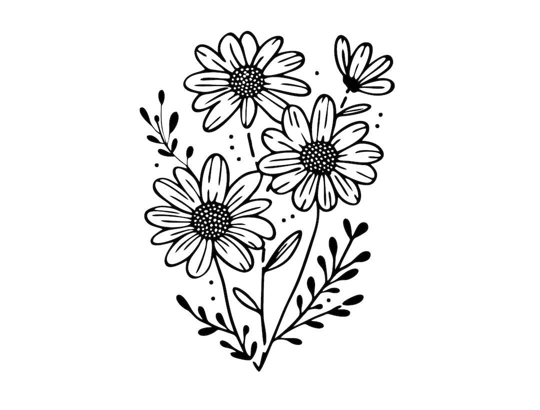 Daisy SVG Floral SVG Daisy Clipart Wild Flower SVG Flower Bouquet Svg ...