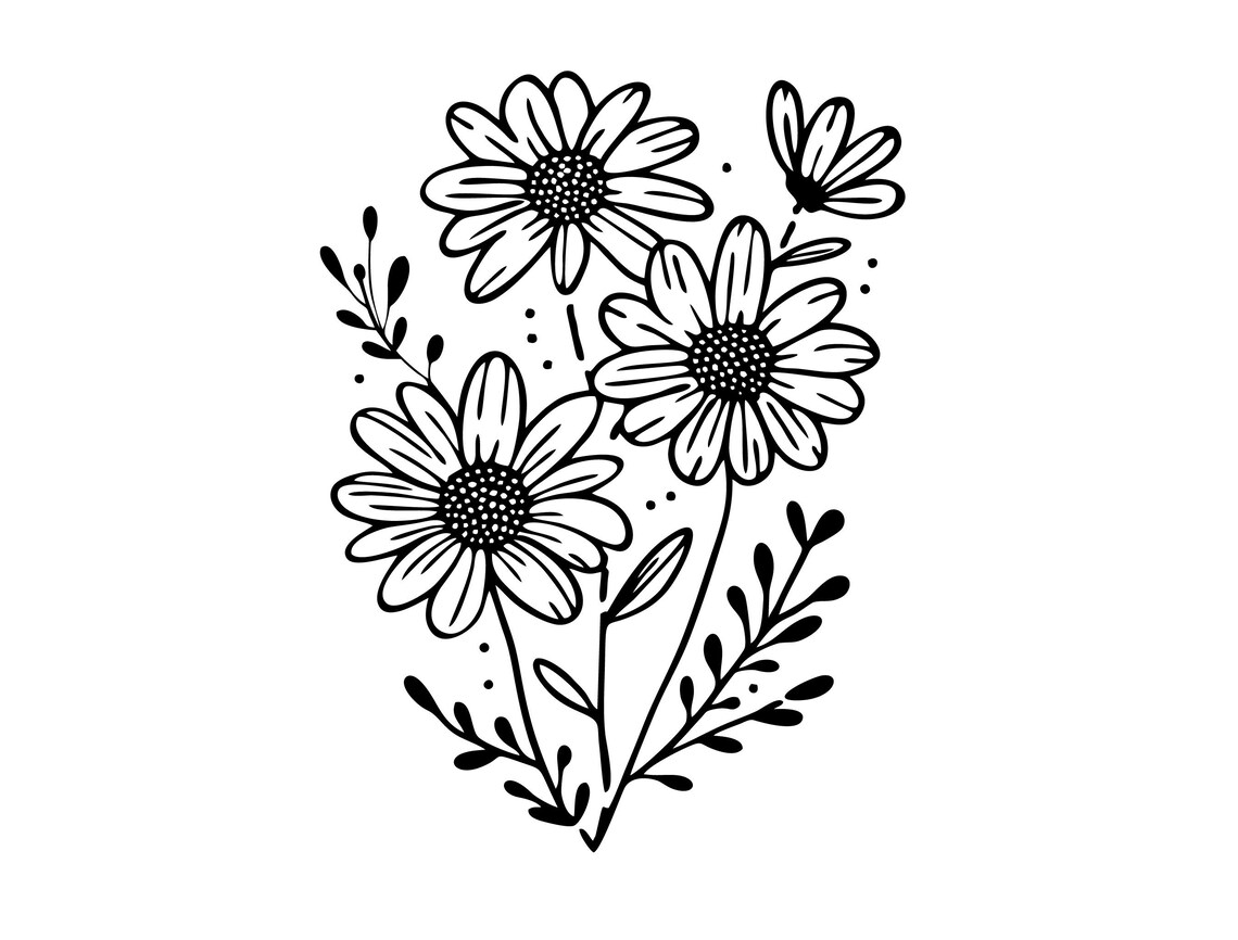 Daisy SVG Floral SVG Daisy Clipart Wild Flower SVG Flower Bouquet Svg ...