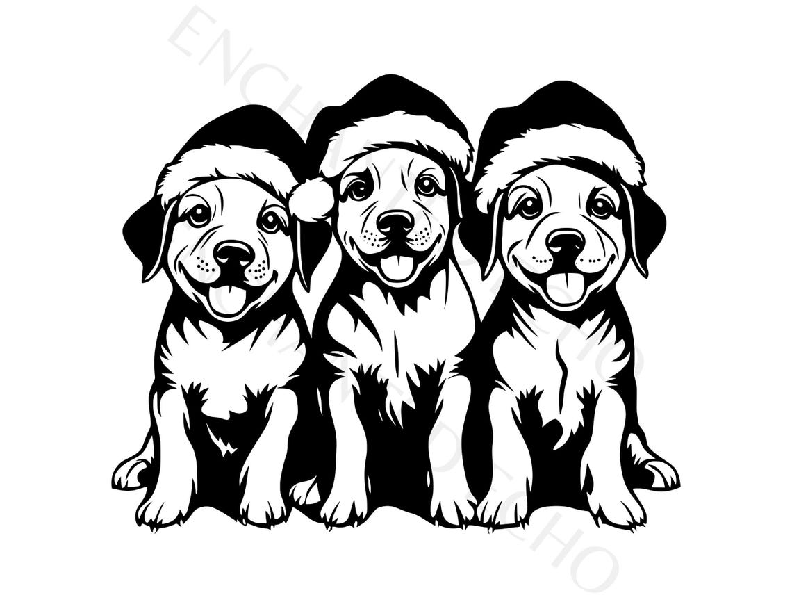 Dogs With Santa Hats Hat Svg Png Cute Winter Dog SVG Christmas Dogs PNG ...
