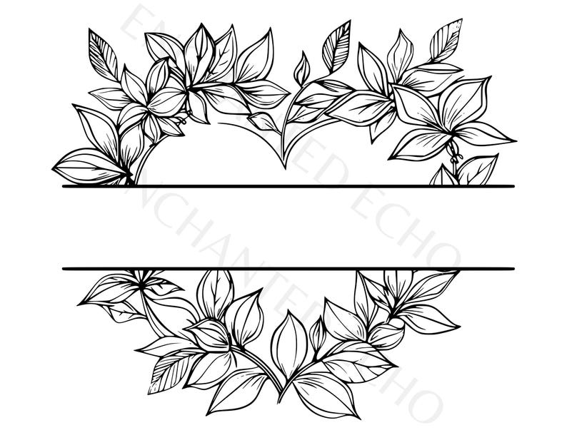 Split Monogram Floral Heart SVG and PNG Set - Split Heart Svg - Split ...