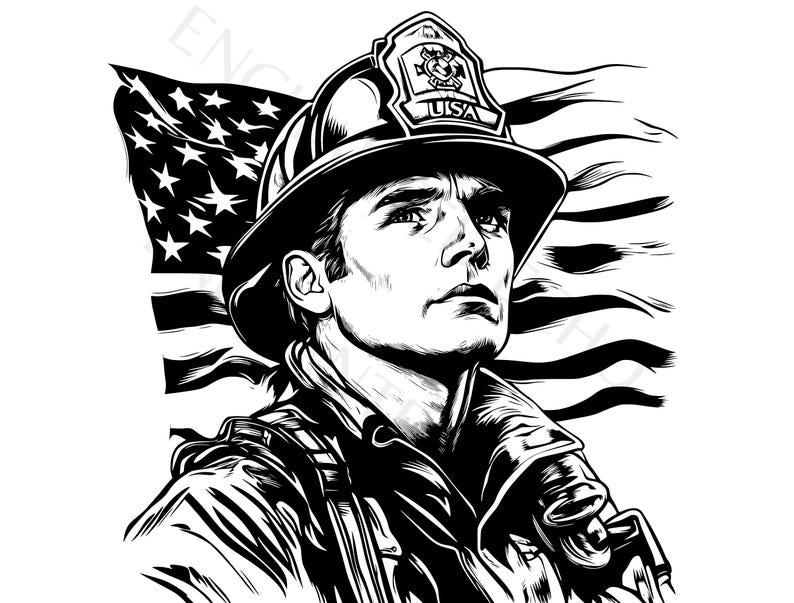 Firefighter SVG & PNG Set - Firefighter With American Flag Png ...