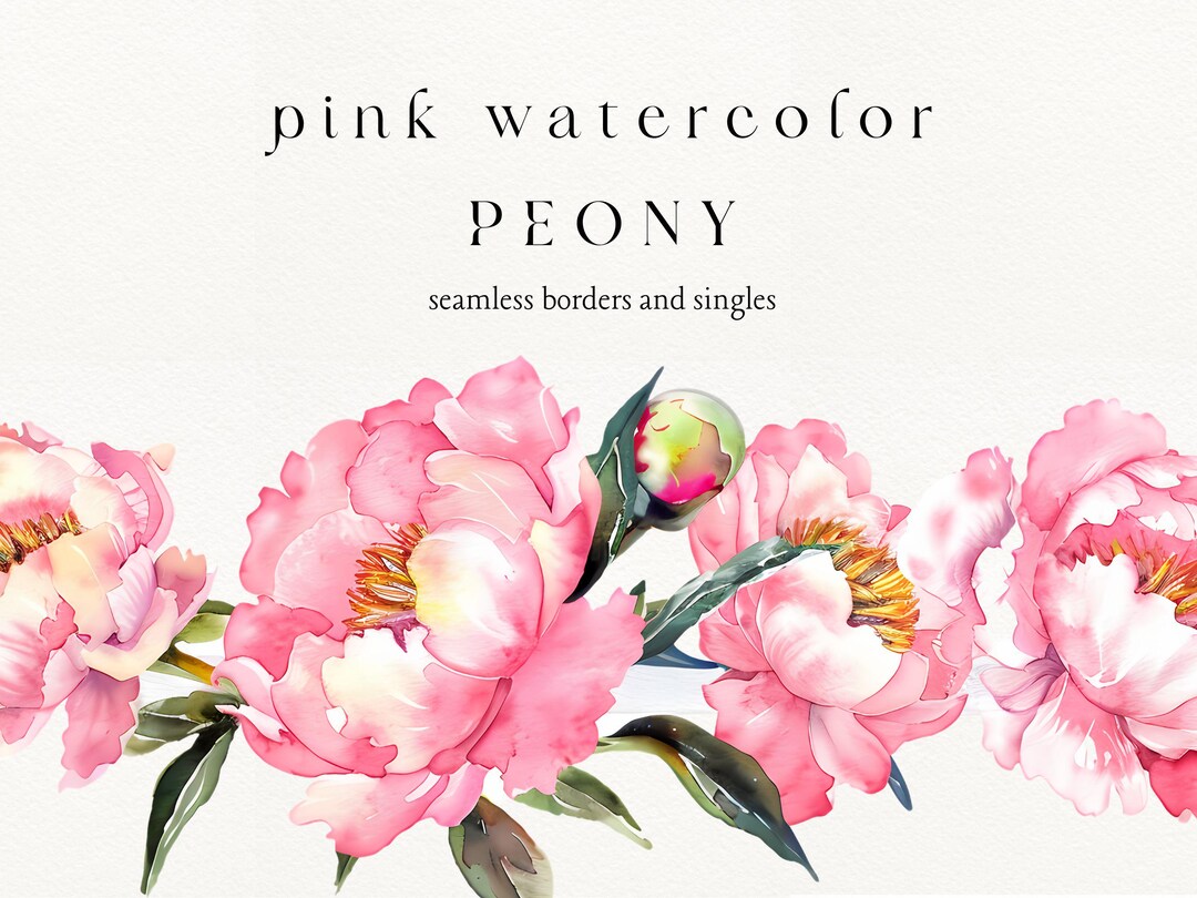Watercolor Pink Peony Clipart: Wedding Floral Borders & Singles PNG ...