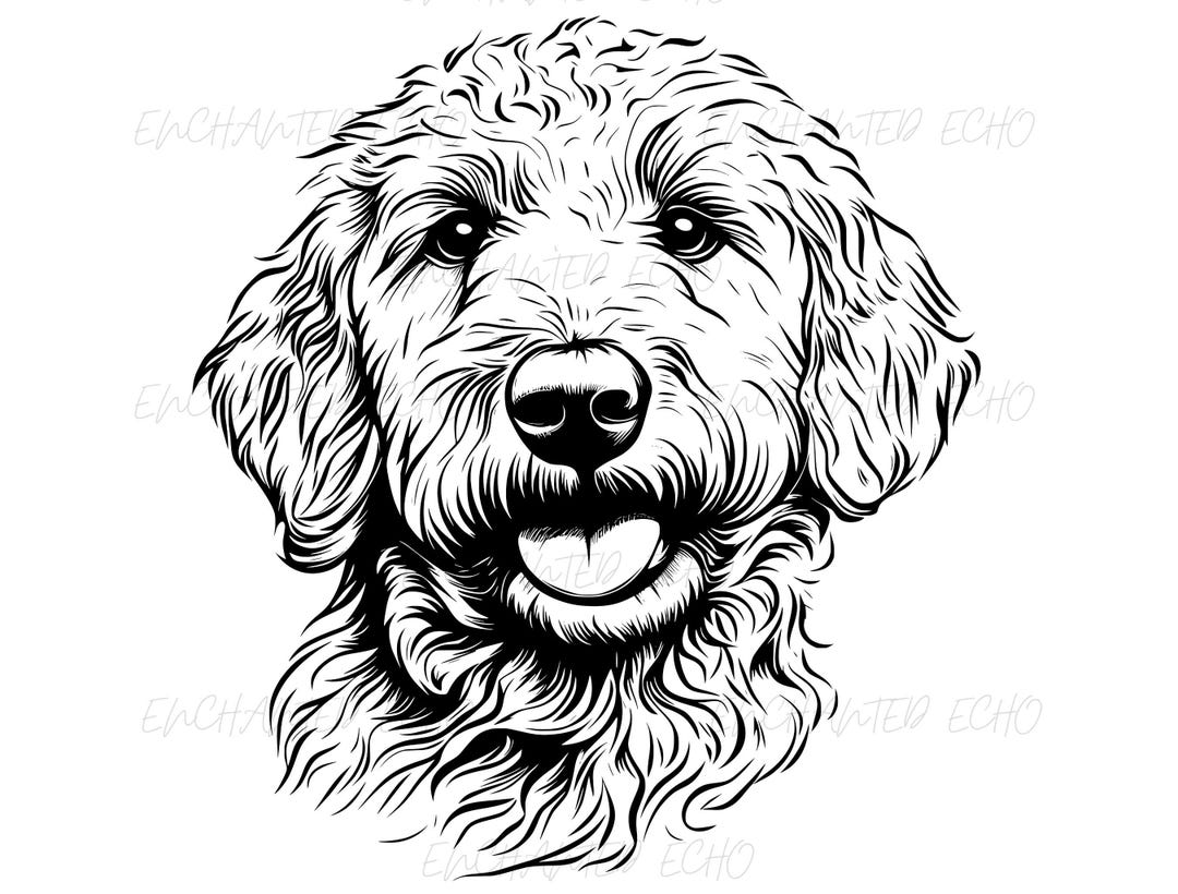 Happy Goldendoodle Face Dog SVG + PNG + Pdf + Jpg + Dxf Doodle Vector ...