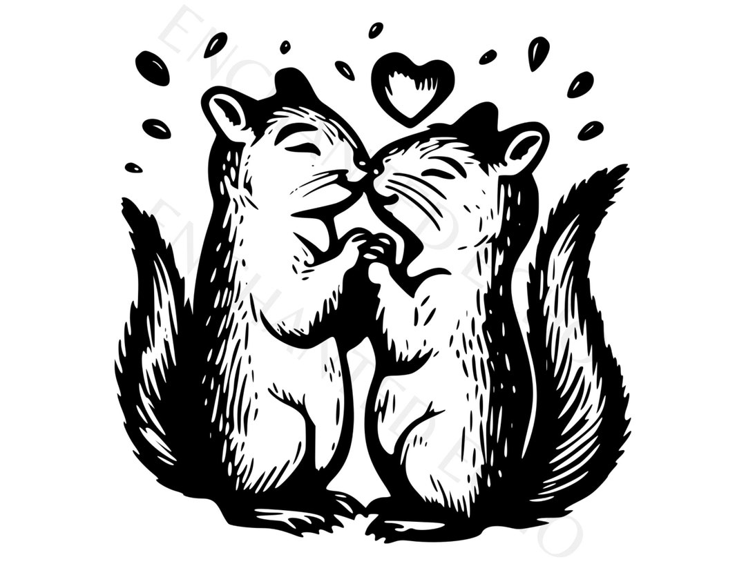 Squirrels In Love Svg Png Cute Squirrels Svg Squirrel Silhouette Png