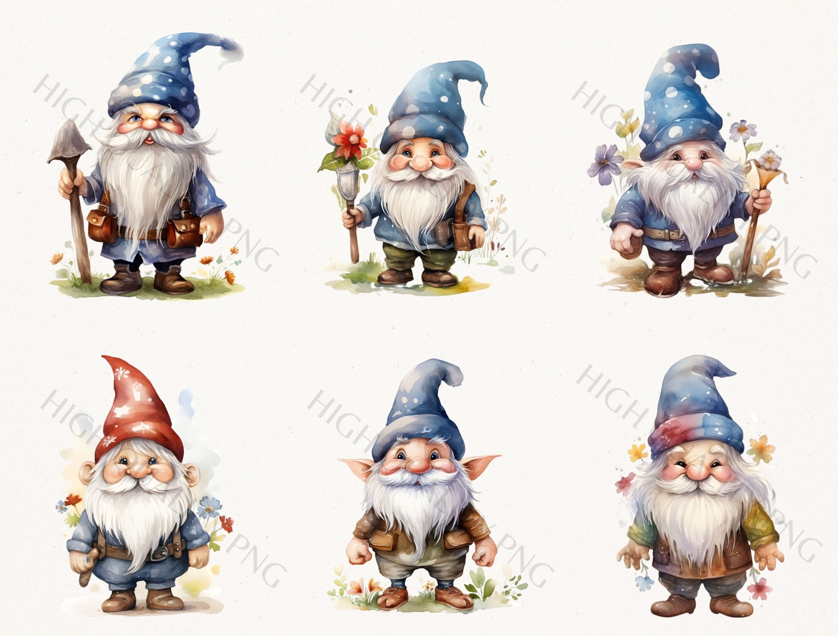 Forest Gnomes Clipart Bundle Set of 39 PNG Images for Commercial Use ...