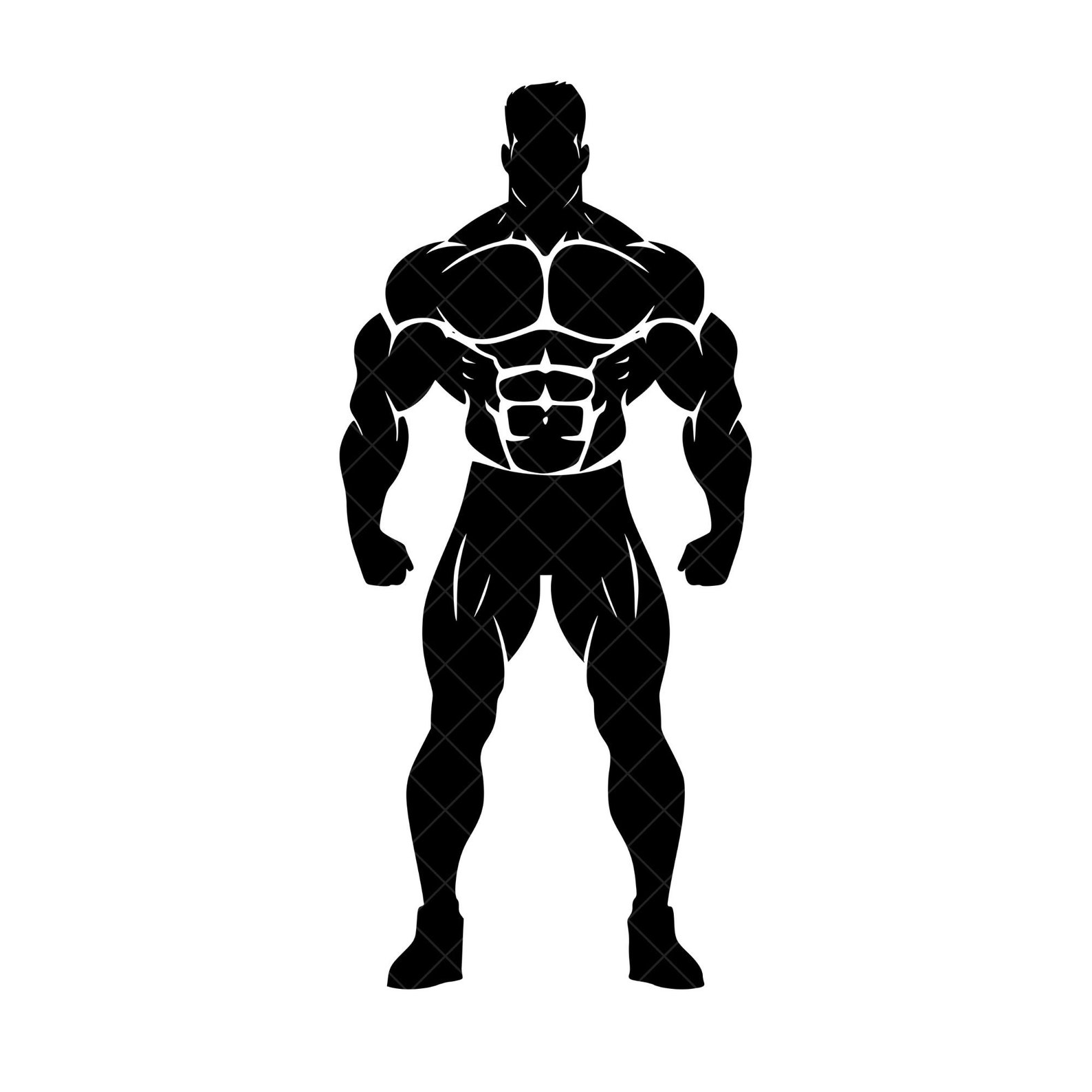 Bodybuilder Silhouette SVG + PNG Set - Muscle Man Clipart, Gym Workout ...