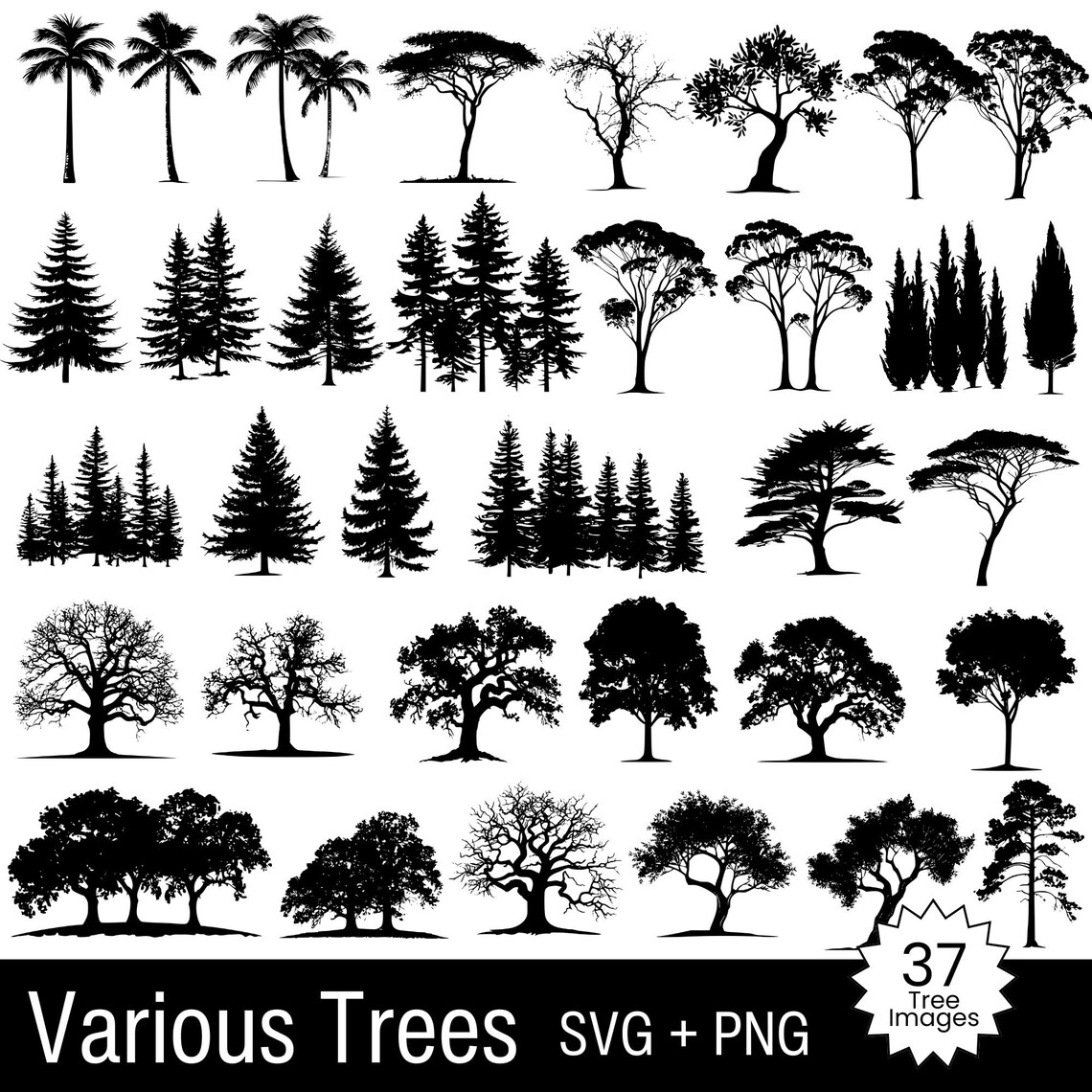 Bäume SVG & Pngs Wald Baum SVG Wald Clipart 37 Wald Silhouetten Für ...