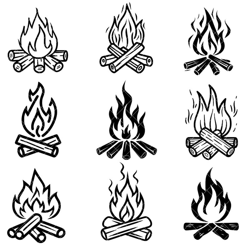 Campfire SVG & PNG Bundle 20 Wood Fire Images Included, 40 Total Files ...