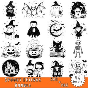 Cute Halloween SVG & PNG Bundle - 46 Kids Halloween Images, 92 Total ...