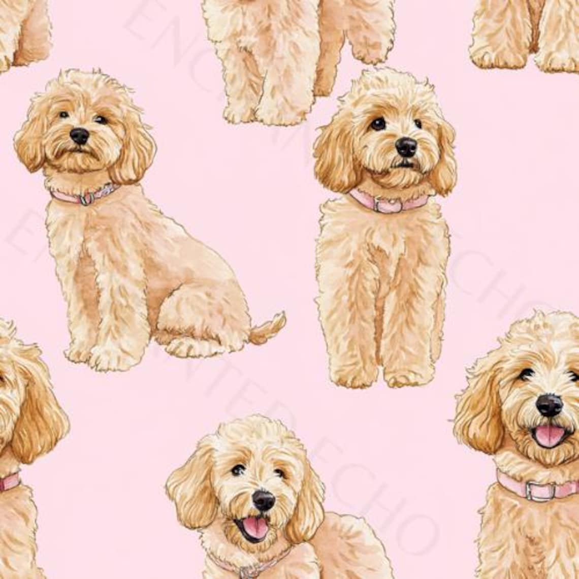 Seamless Goldendoodle PNG Pattern - Golden Doodle Puppies on Pink ...
