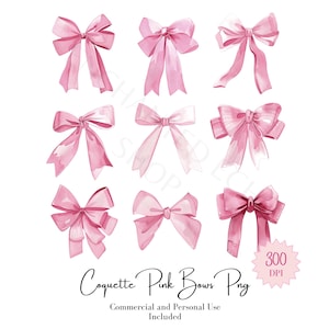 Whimsical Pink Bows Clipart Bundle, Soft Girl Aesthetic Decor, Perfect ...