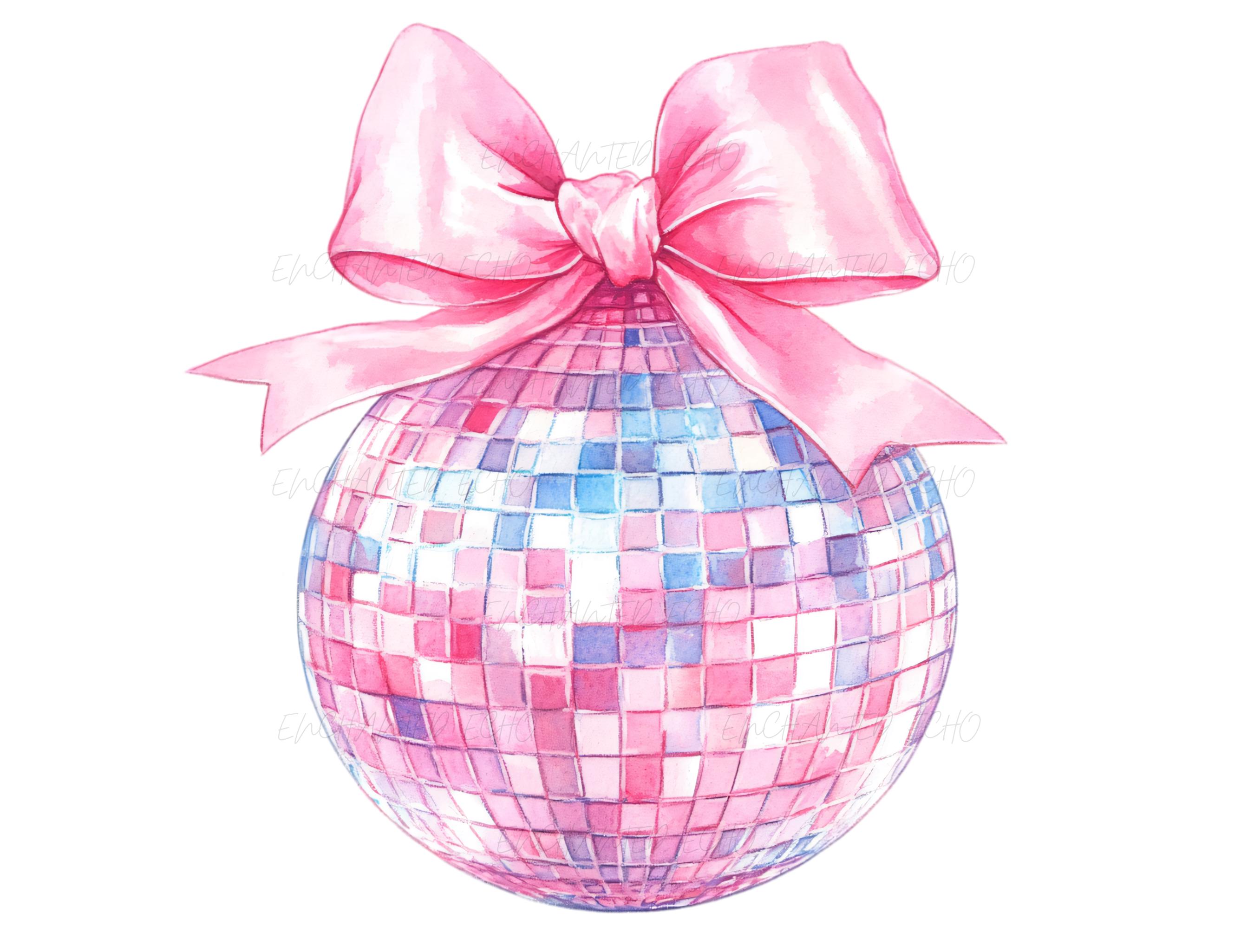 Pink Bow Disco Ball PNG - Coquette Bow Disco Ball Coastal Cowgirl Png ...
