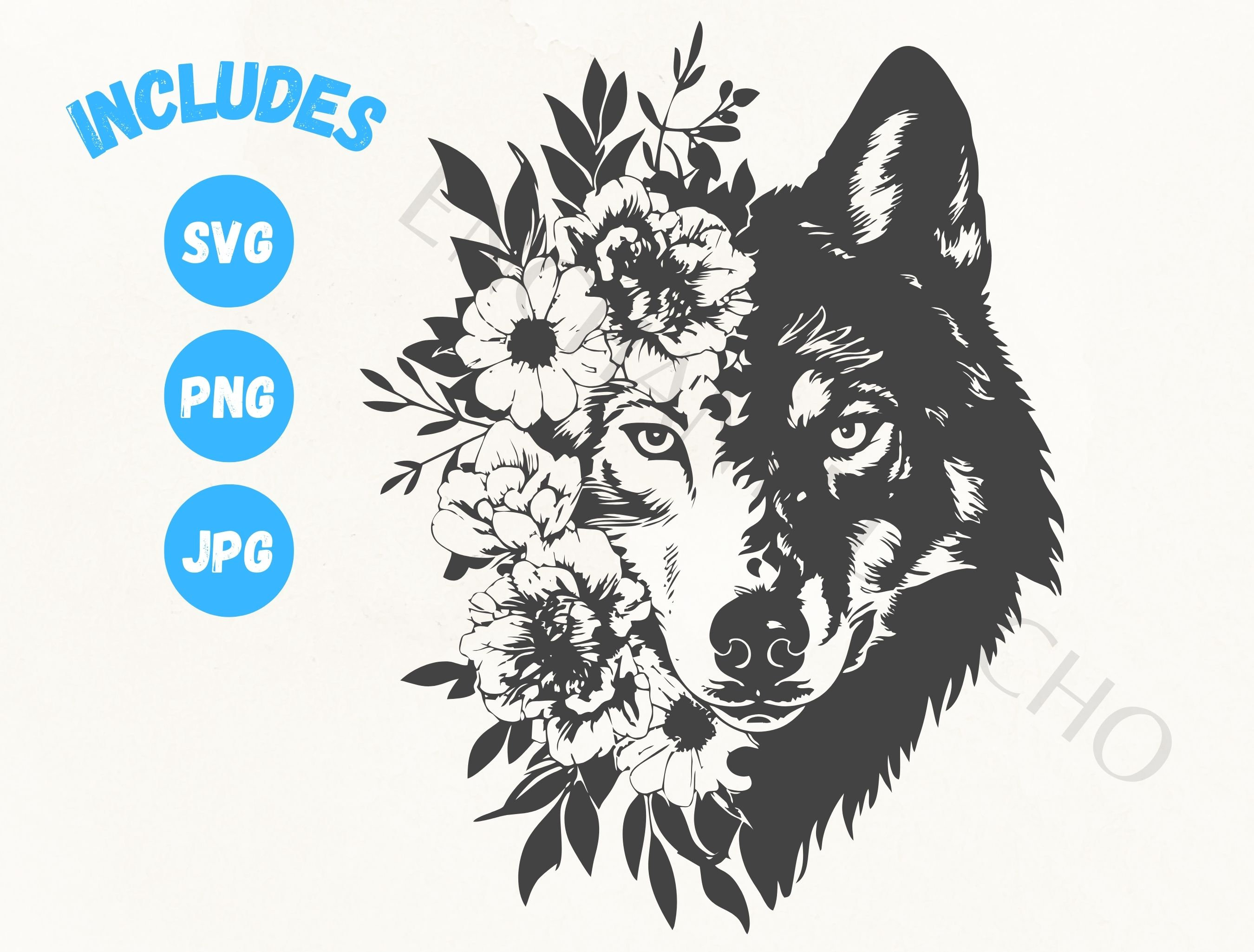 Wolf With Flower Png Flower Face Wolf Png Girl Wolf Png Wolf Headdress ...