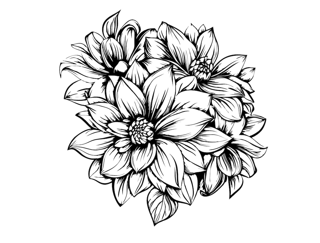 Dahlia Flowers SVG Floral SVG Dahlia Png Wild Flower SVG Flower Svg ...