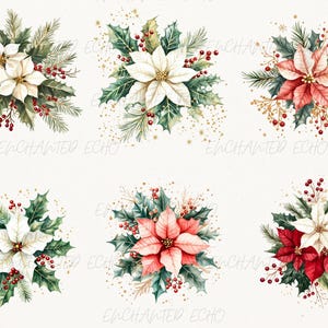 Watercolor Poinsettia Clipart Set - 16 Winter Flowers Poinsettia Pngs ...