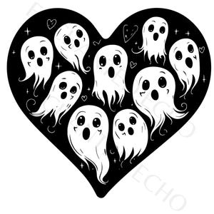 Halloween Ghosts Heart Svg + Png, Halloween Heart Graphic Vector - Etsy
