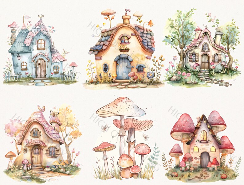 Fairy World Clipart, Fantasy Fairy Graphics, Magical Fairy Cottage ...