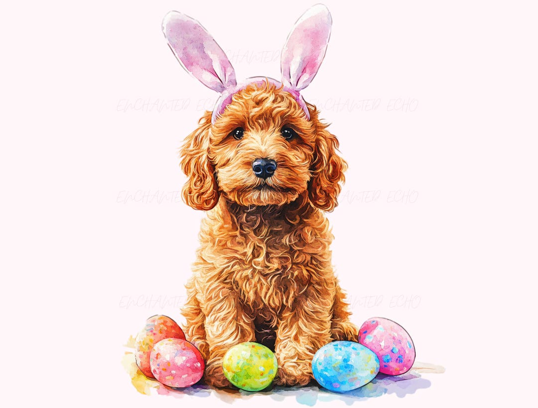 Goldendoodle Easter Png - Easter Bunny Ears Dog Png Coquette Easter ...