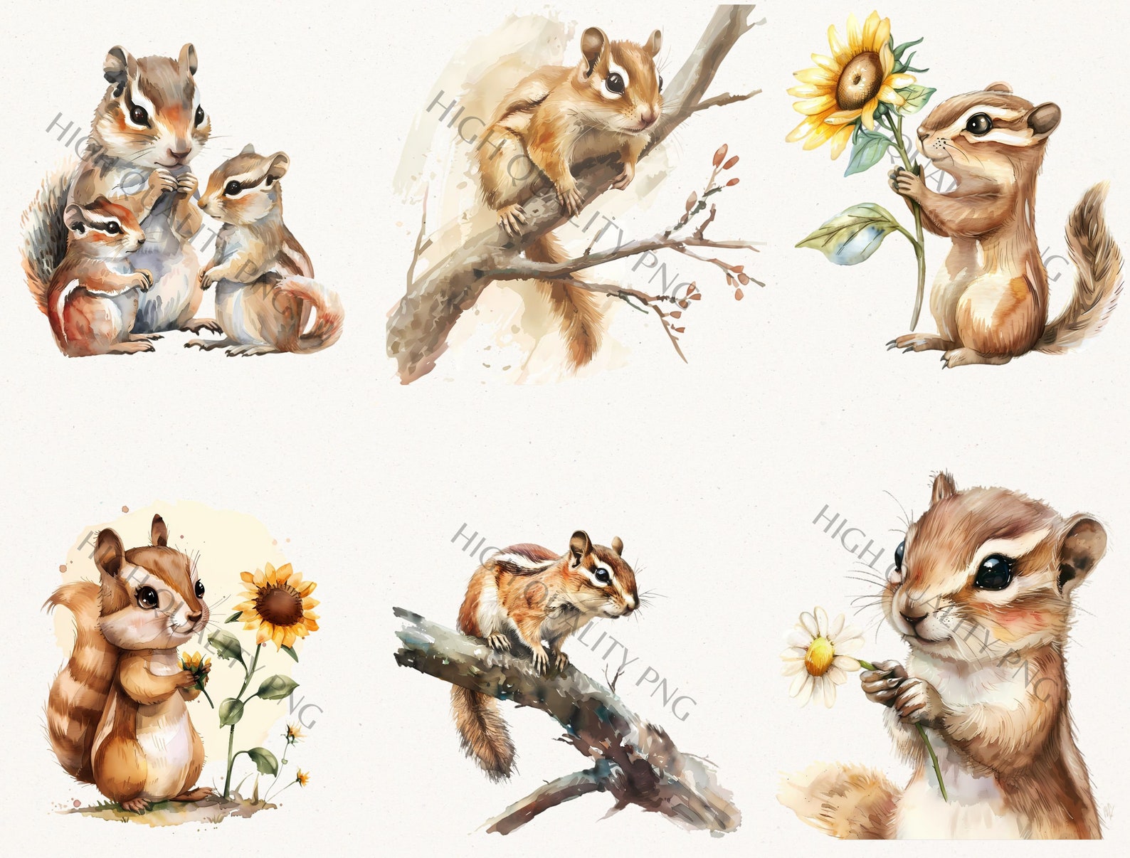 Cute Chipmunks Clipart Bundle Pack of 24 Images Woodland Baby Animals ...