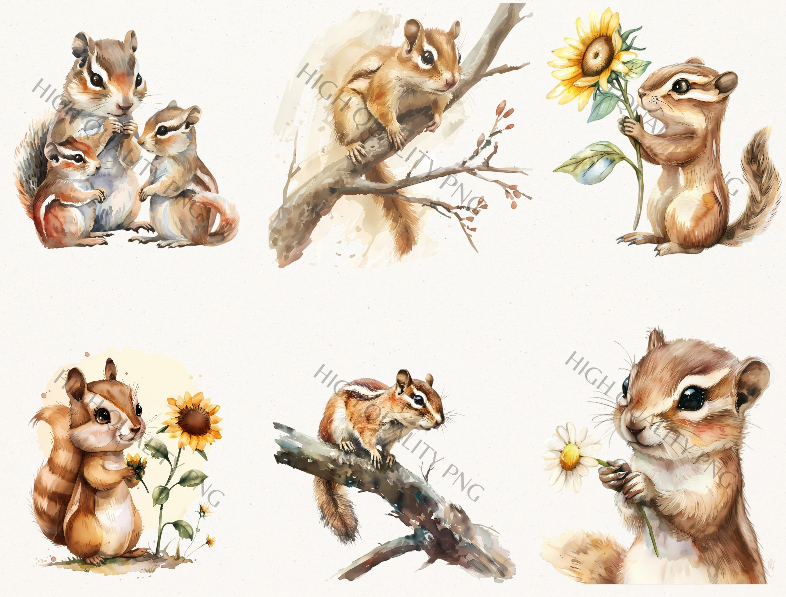 Cute Chipmunks Clipart Bundle Pack of 24 Images Woodland Baby Animals ...