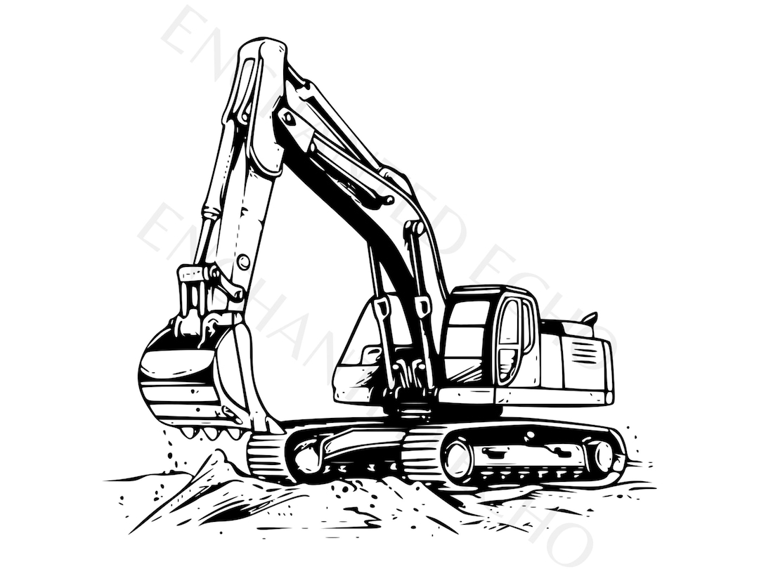 Excavator SVG + PNG Set – Construction Digger Vehicle Clipart, Heavy ...