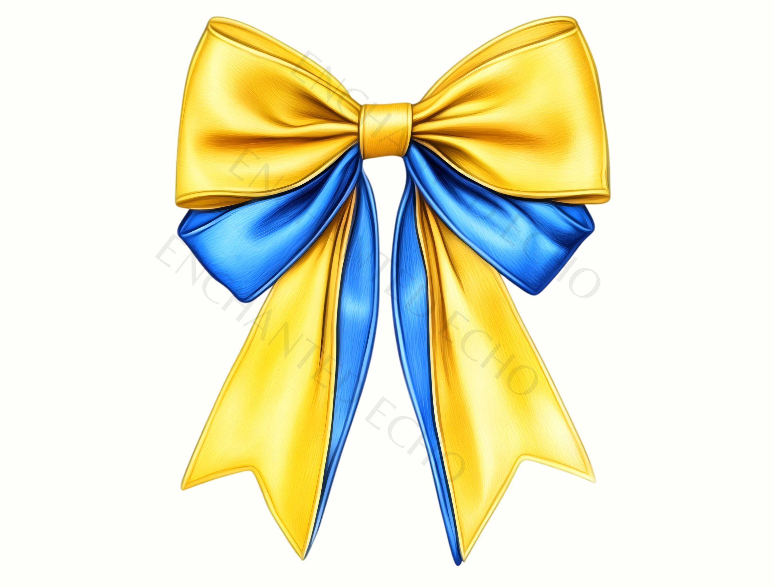 Blue and Yellow Bow Png Sports Team Colors Bow Png Vintage Coquette Bow ...