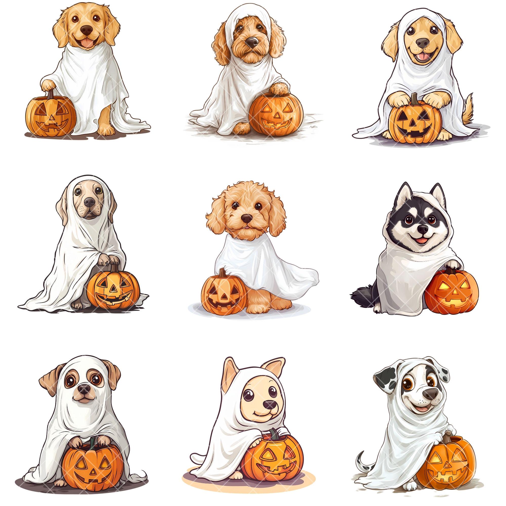 Cute Ghost Dog Png Bundle, Spooky Dogs Png, 15 Halloween Dog Images ...