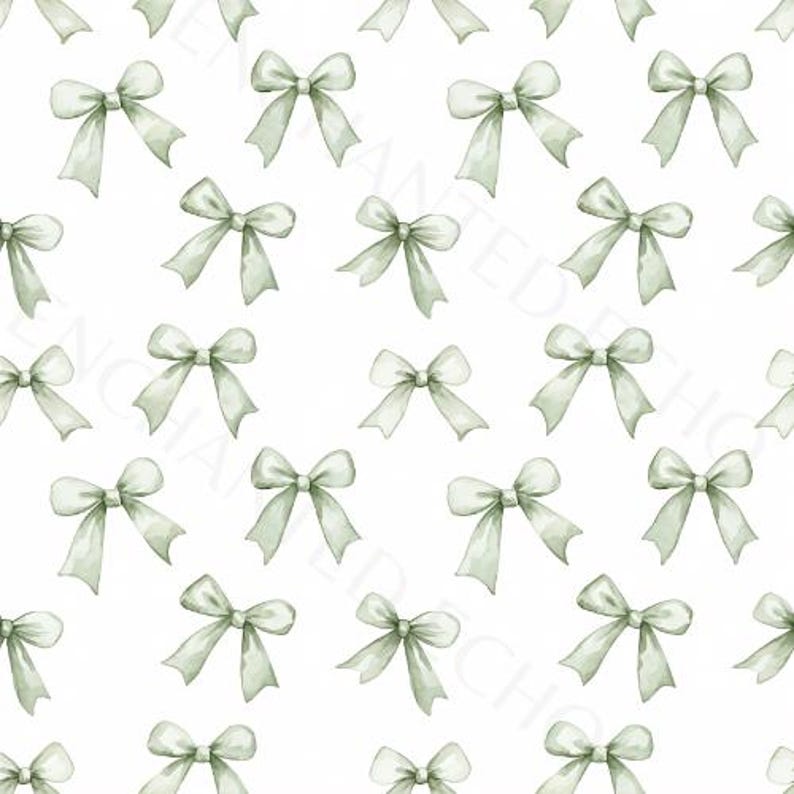 Seamless Sage Green Bows Pattern - Green Bows Coquette JPG Pattern Bow ...